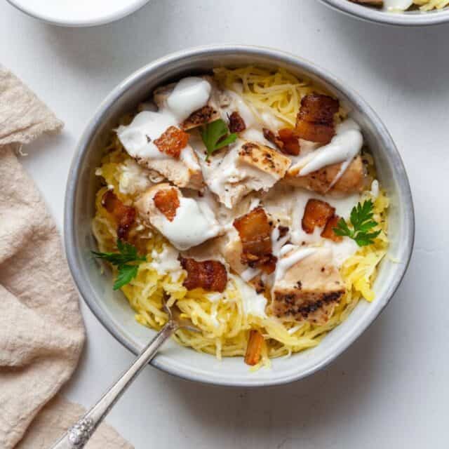 Chicken Bacon Ranch Spaghetti Squash (Paleo) - Organically Addison