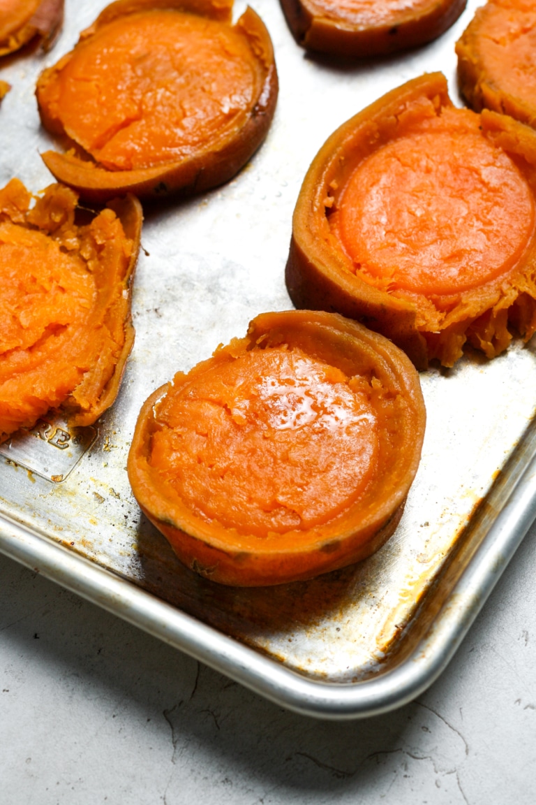 Smashed Sweet Potatoes - Organically Addison