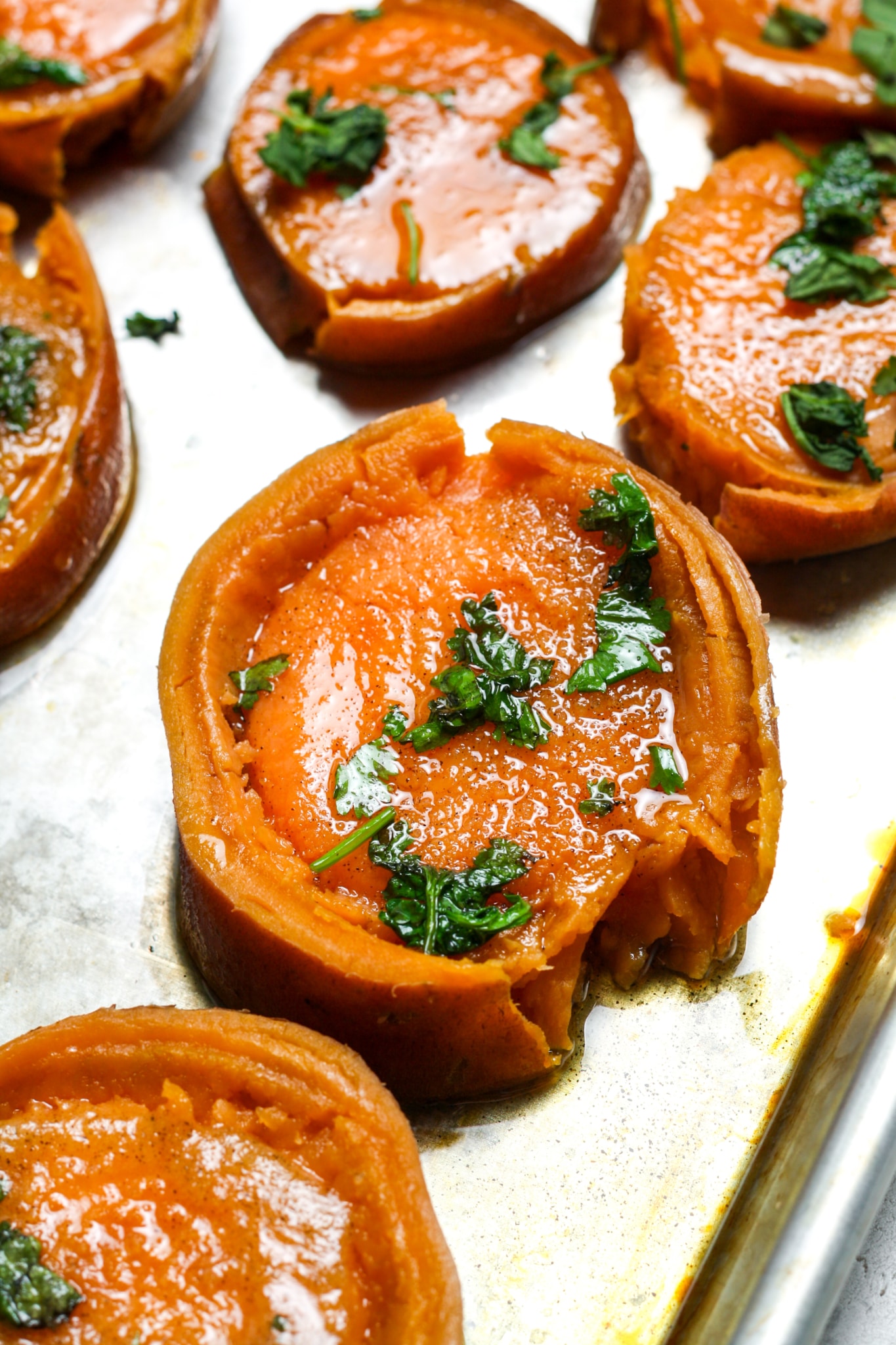 Smashed Sweet Potatoes - Organically Addison